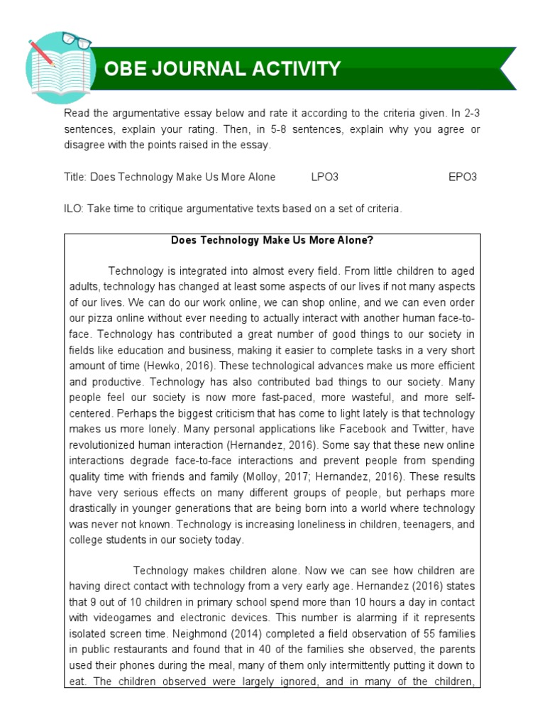 Does Technology Make Us Feel More Alone | PDF | Loneliness | Adolescence