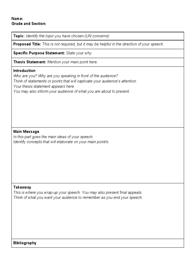 Public Speech Outline Format | PDF