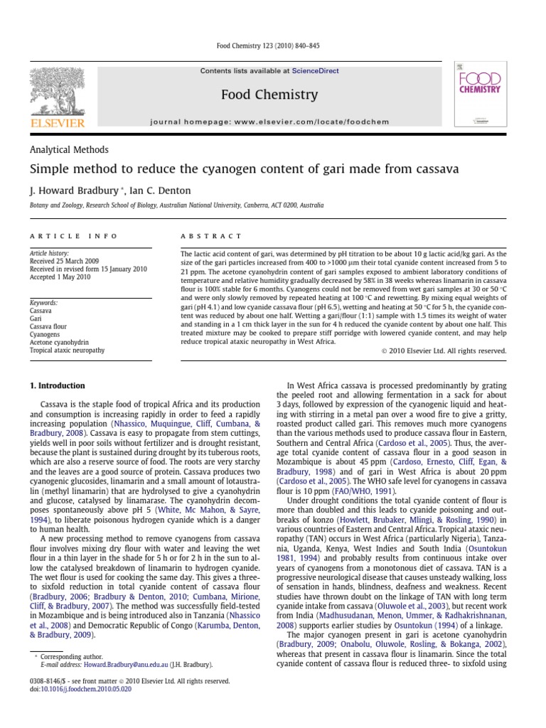 Cassava Gari: Reducing Cyanide | PDF | Chemistry