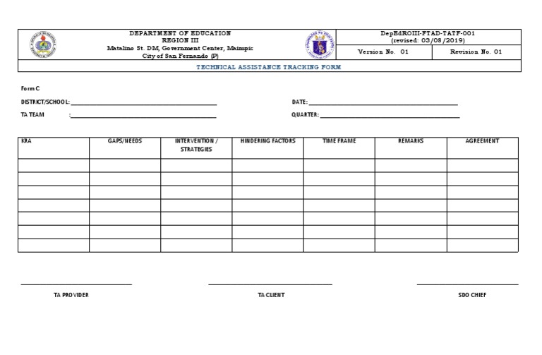 3.TEMPLATE - TA TRACKING FORM | PDF