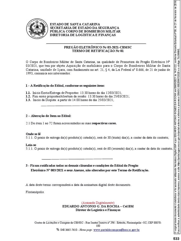 Termo de Retificação Do Edital | PDF