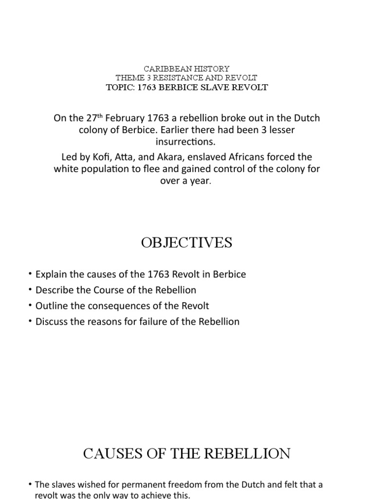 1763 Berbice Slave Revolt | PDF | Slavery | Human Rights Abuses