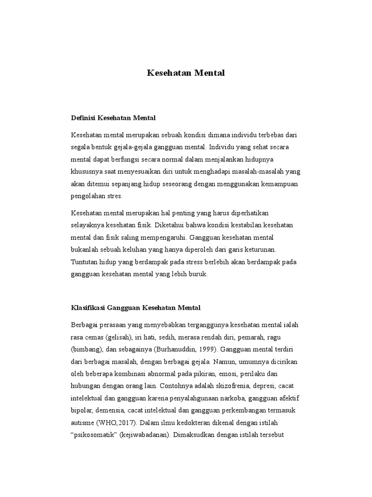 Kesehatan Mental | PDF | Pengembangan Diri | Sains & Matematika
