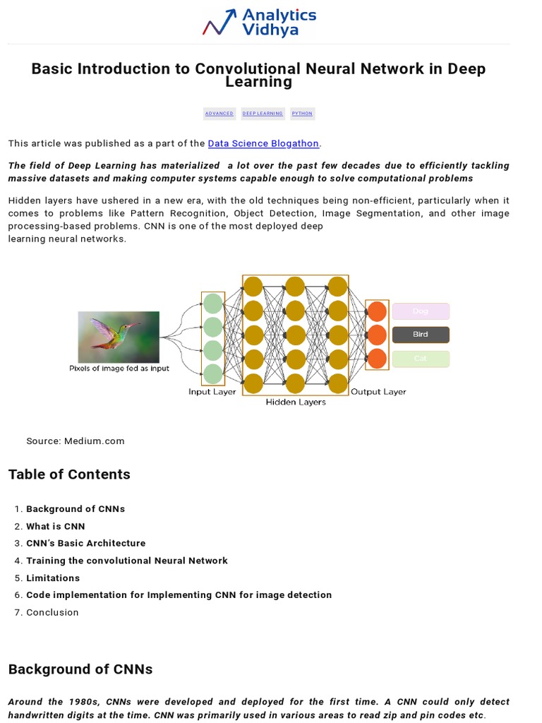 Basic Introduction To Convolutional Neural Network in Deep Learning ... Basic Introduction To Convolutional Neural Network in Deep Learning ...