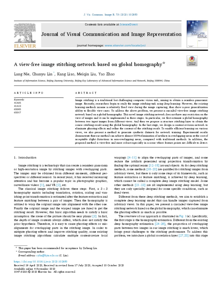 A View-Free Image Stitching Network Based On Global Homography | PDF ...