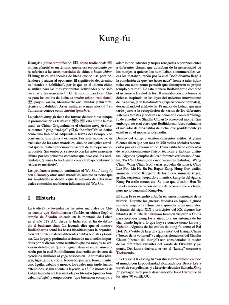 Kung Fu | PDF | Artes marciales chinas | Deportes de combate
