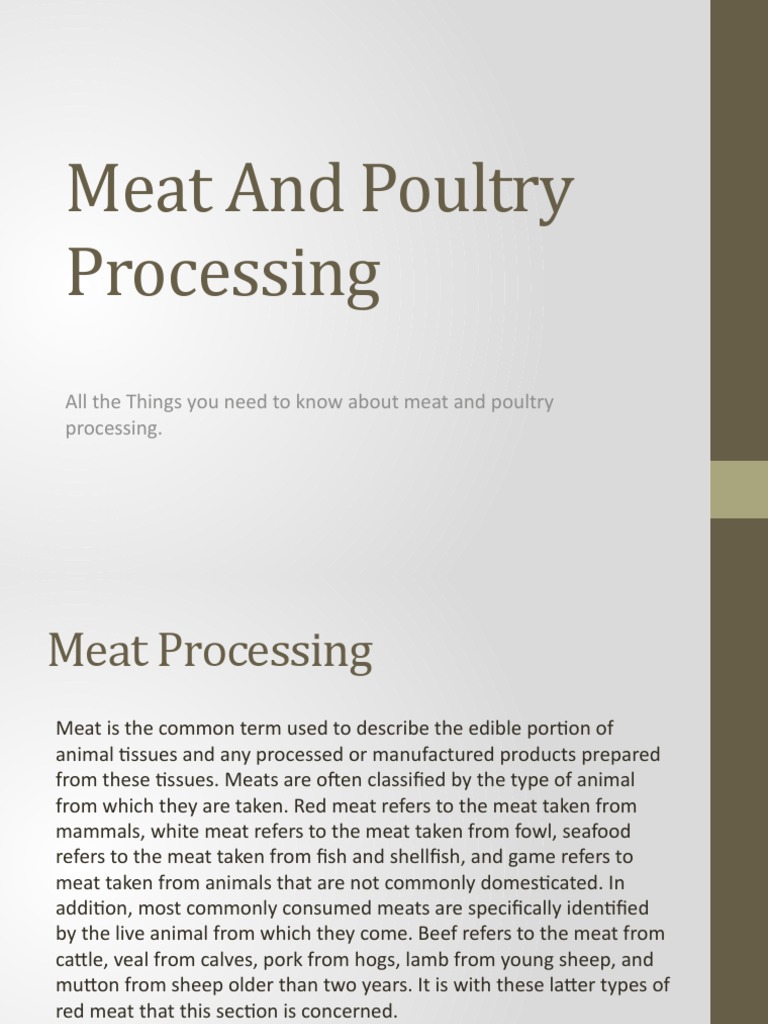 Meat & Poultry Processing Guide | PDF | Skeletal Muscle | Adenosine Triphosphate