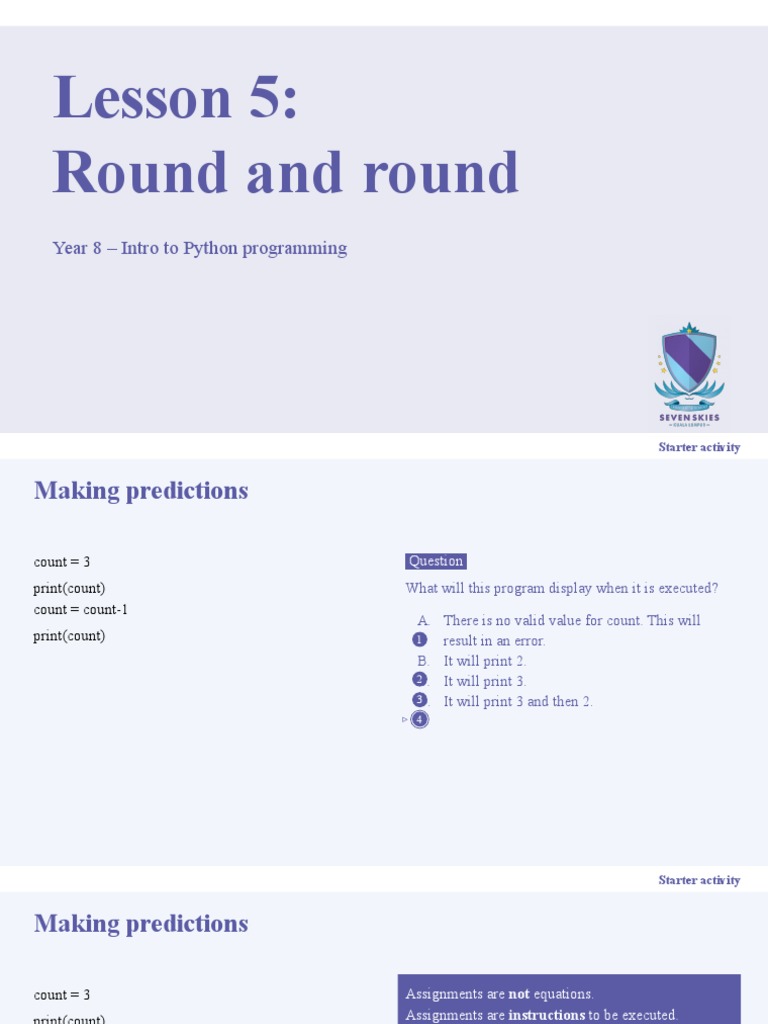 L5 Slides - Intro To Python Programming - Y8 | PDF | Control Flow ... L5 Slides - Intro To Python Programming - Y8 | PDF | Control Flow ...
