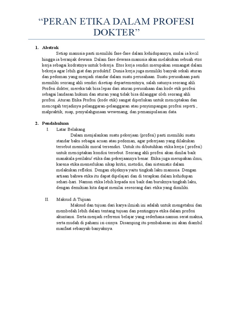 Peran Etika Dalam Profesi Dokter | PDF
