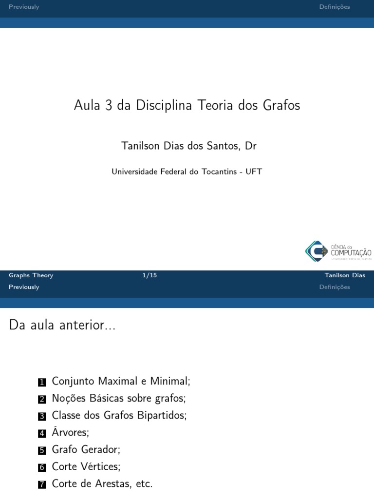 Slide Aula3 | PDF | Teoria dos Gráficos | Vértice (teoria dos gráficos)