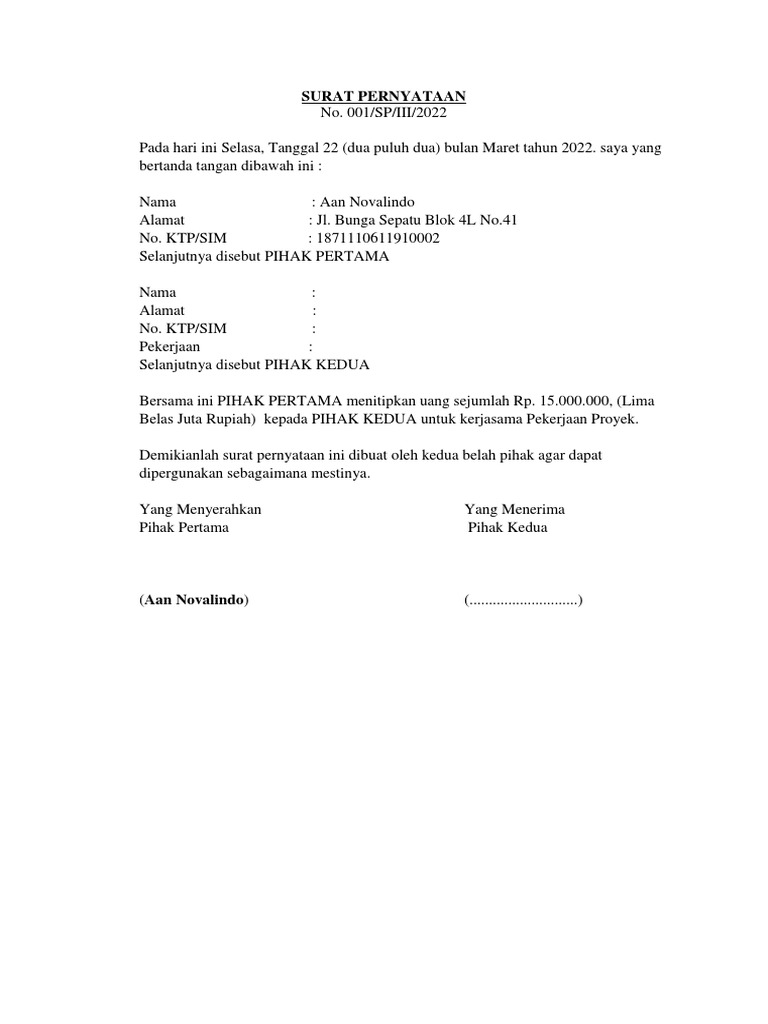 Surat Pernyataan PDF | PDF