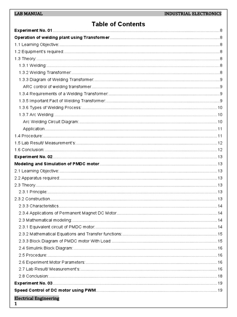 Industrial Electronics Lab Manual | PDF
