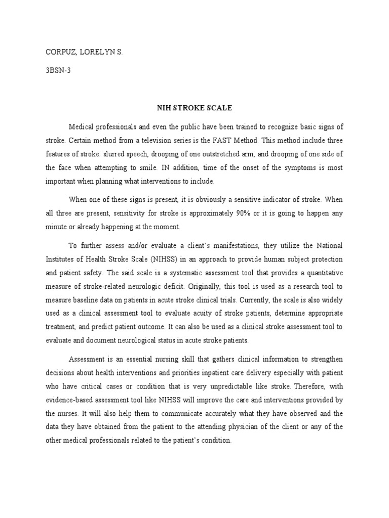 Nih SS Essay | PDF | Stroke | Health Sciences