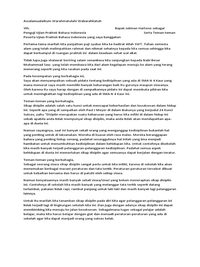 Rensi Diana Pidato B.indonesia | PDF