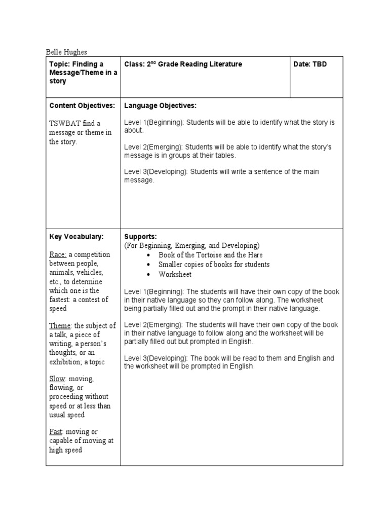 Siop Lesson Plan | PDF | Vocabulary | English Language