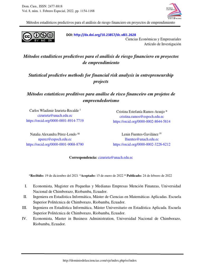 Métodos Estadísticos Predictivos para El Análisis de Riesgo Financiero ...
