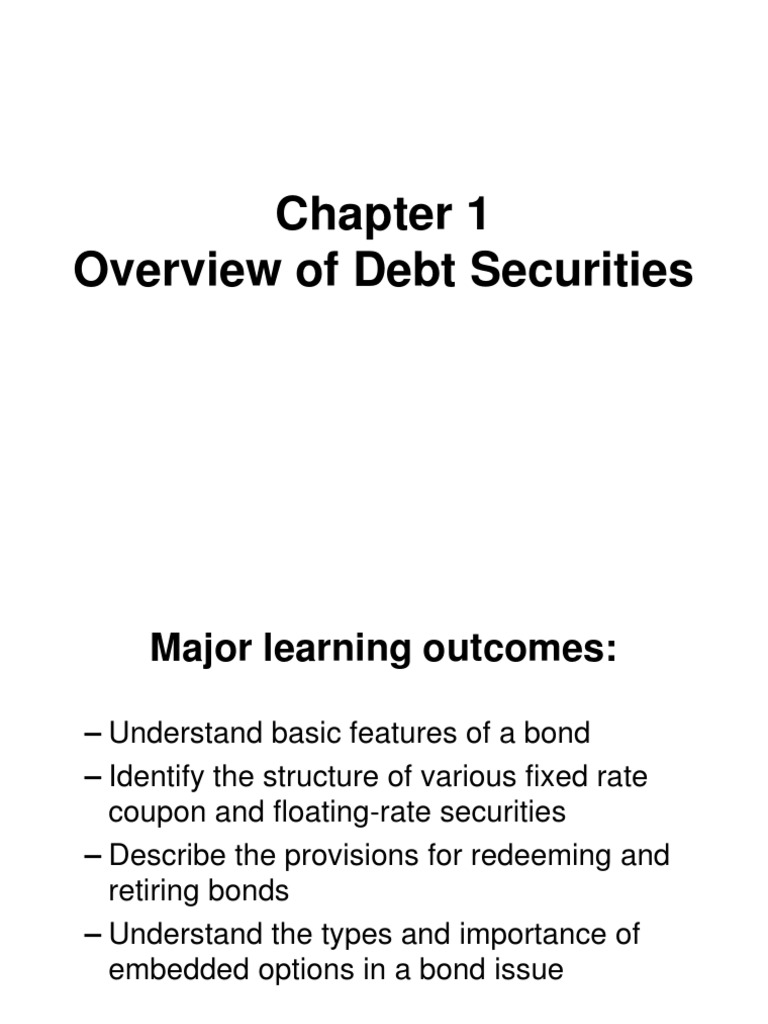 Chapter 1 Overview of Debt Securities | PDF | Bonds (Finance ...
