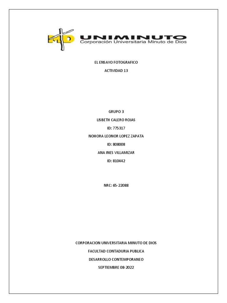 Actividad 13 El Ensayo Fotografico | PDF