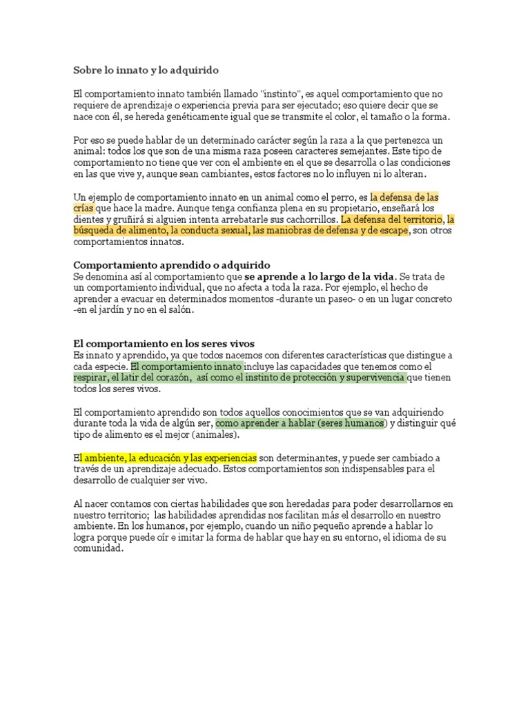 Innato y Adquirido, Sobre Lo - Copia-1 | PDF | Salud y bienestar ...