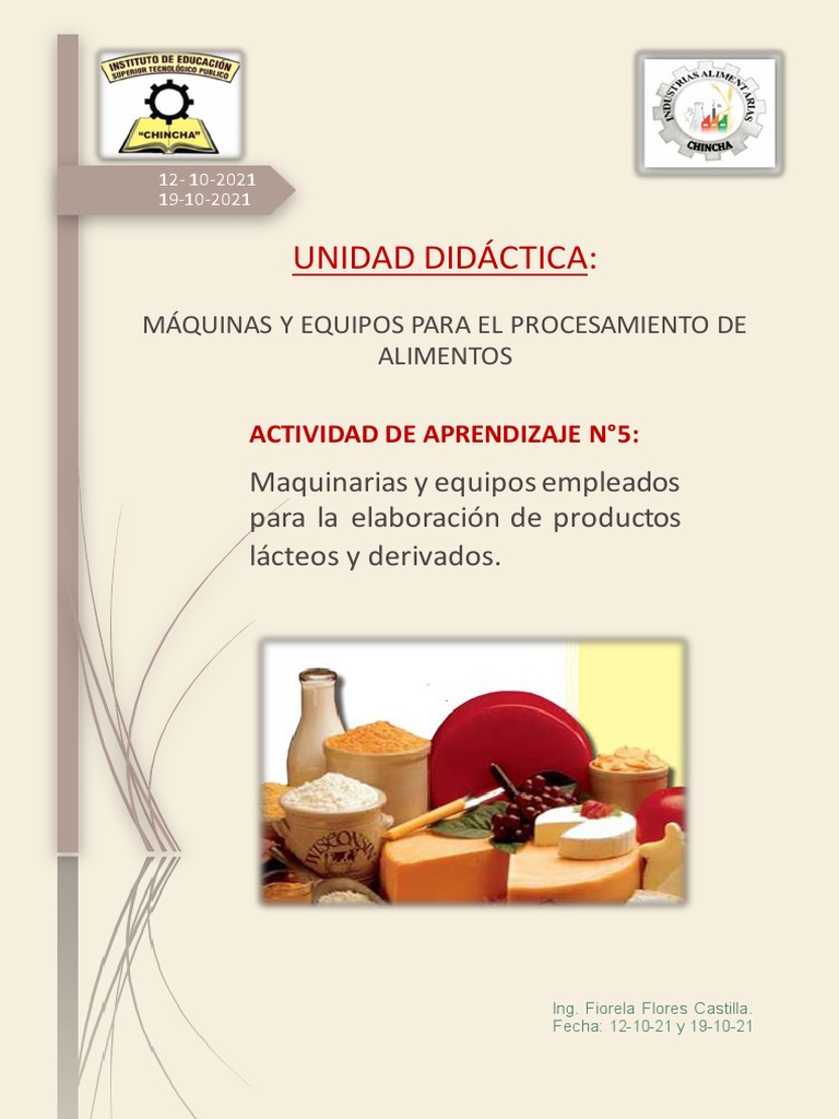 Tema 8 - Maquinarias y Equipos Empleados para La Elaboracion de Productos Lacteos | PDF | Leche ...