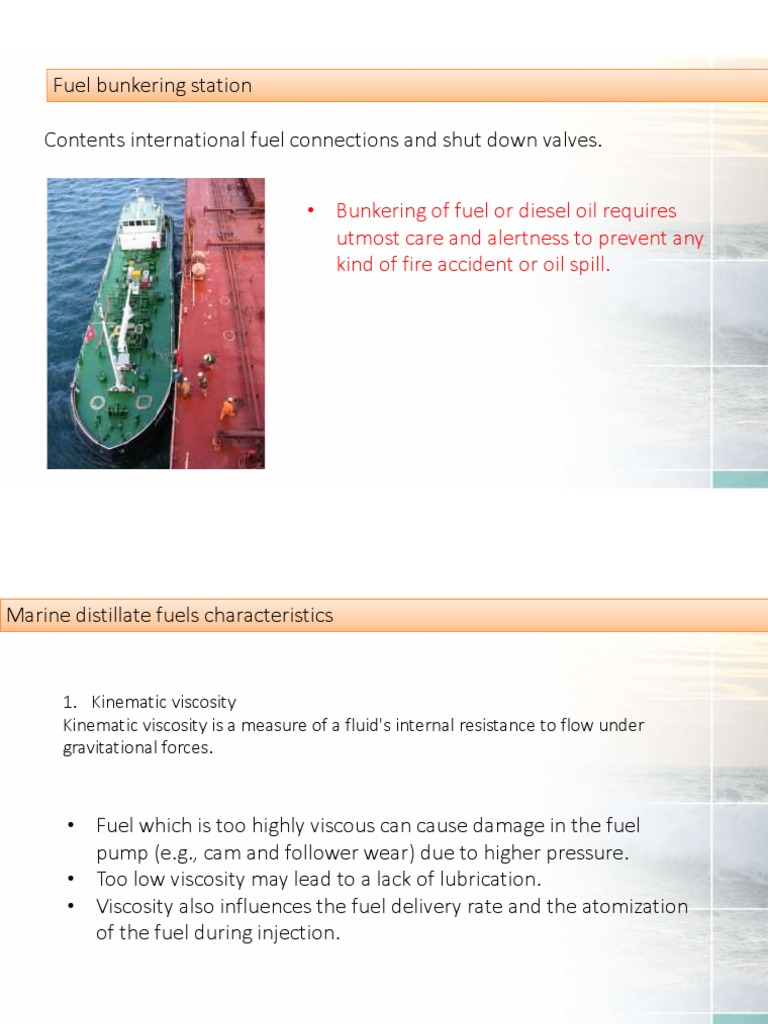 Bunkering Procedures and Fuel Characteristics | PDF | Fuel Oil | Lubricant
