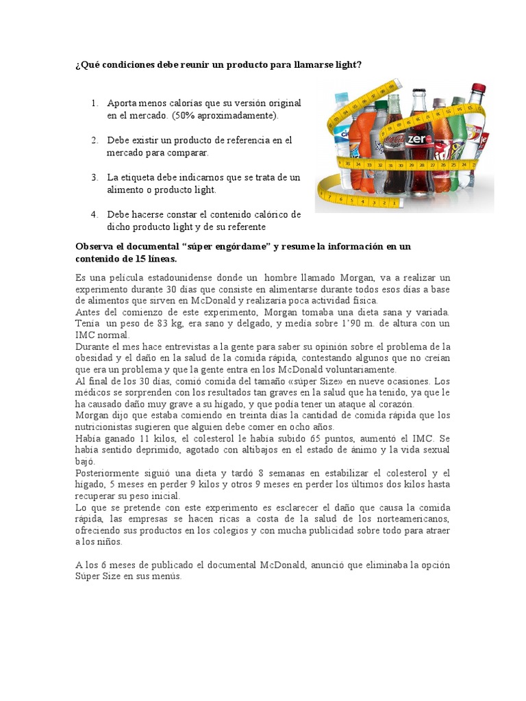 Qué Condiciones Debe Reunir Un Producto para Llamarse Light | PDF