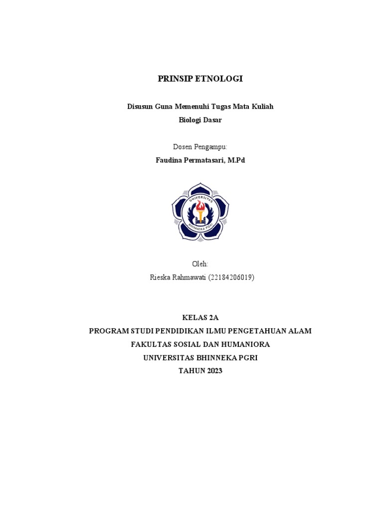 Prinsip Etnologi dan Perilaku Manusia | PDF