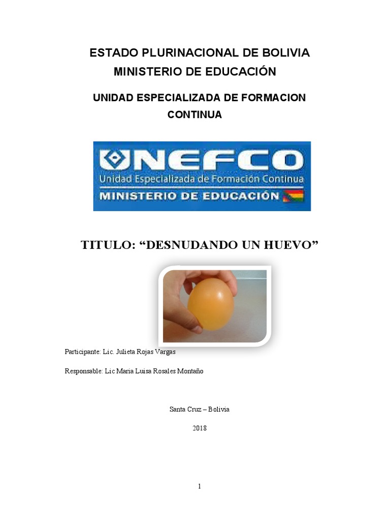 Experimento Desnudando Un Huevo | PDF | Huevo como alimento | Vinagre