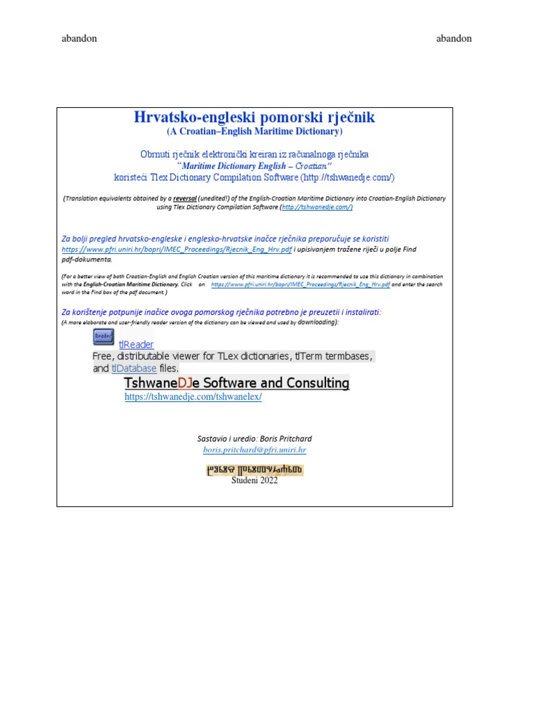 Rjecnik HRV Eng | PDF | Bachelor Of Science | Dredging