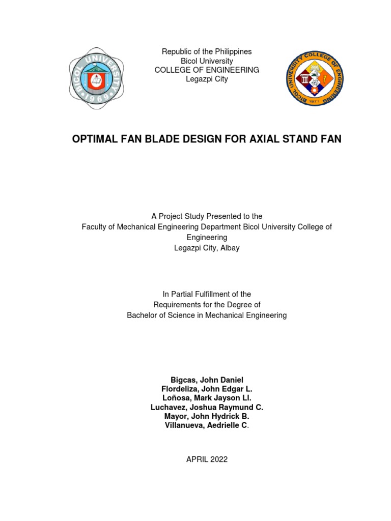 Optimal Axial Fan Blade Design Study | PDF | Airfoil | Lift (Force)