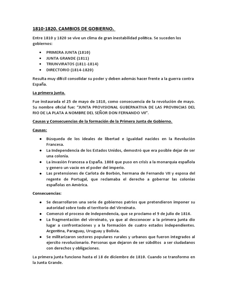 Integrantes de la Primera Junta de 1810 | PDF | América del Sur | Argentina