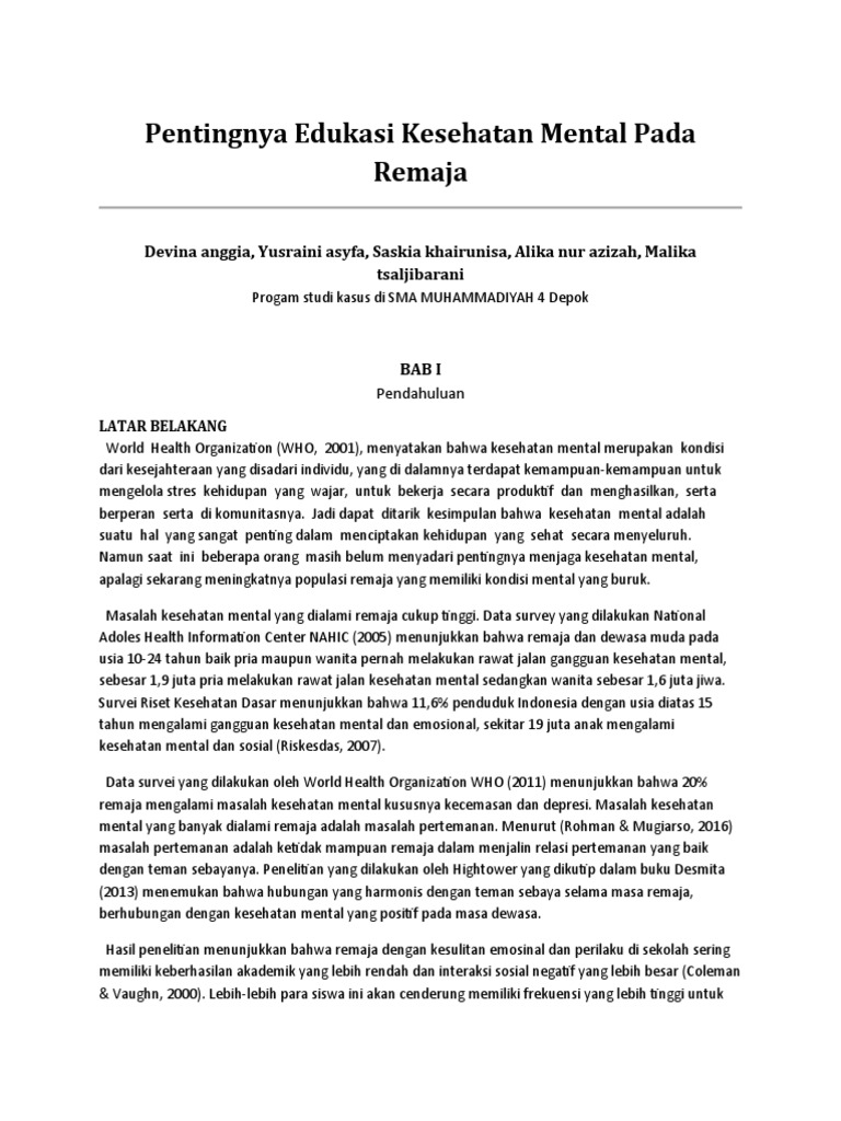 Jurnal Kesehatan Mental (Devina) | PDF
