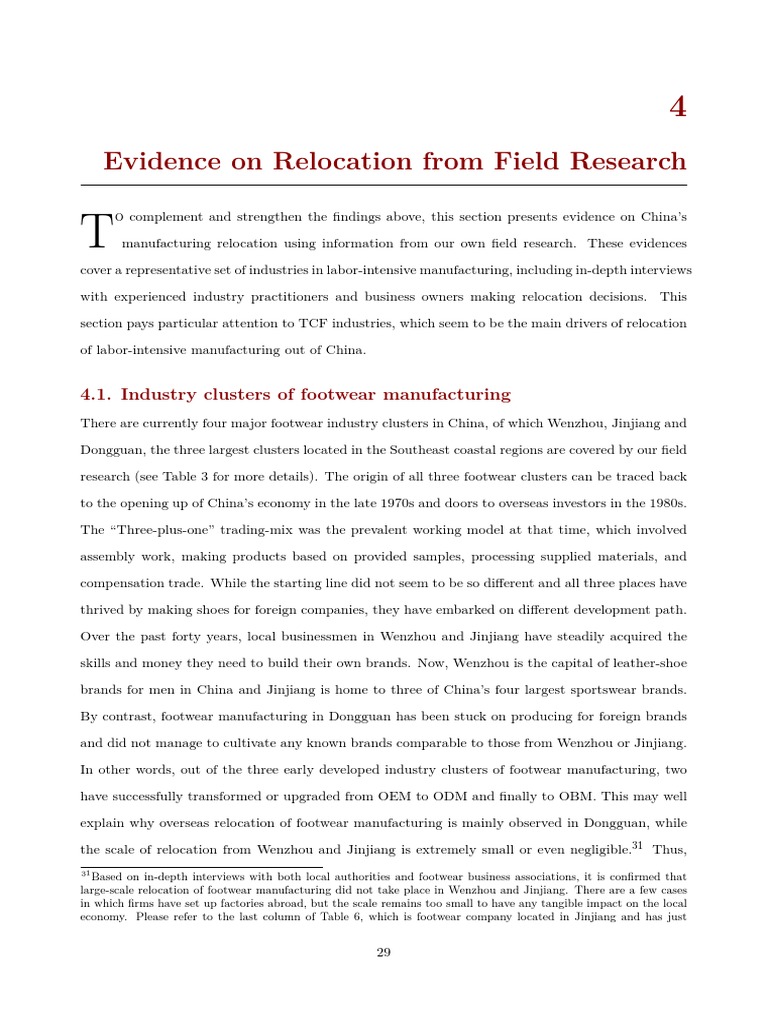 Evidence of China's Manufacturing Relocation from Field Research: A Case Study of the Footwear ...
