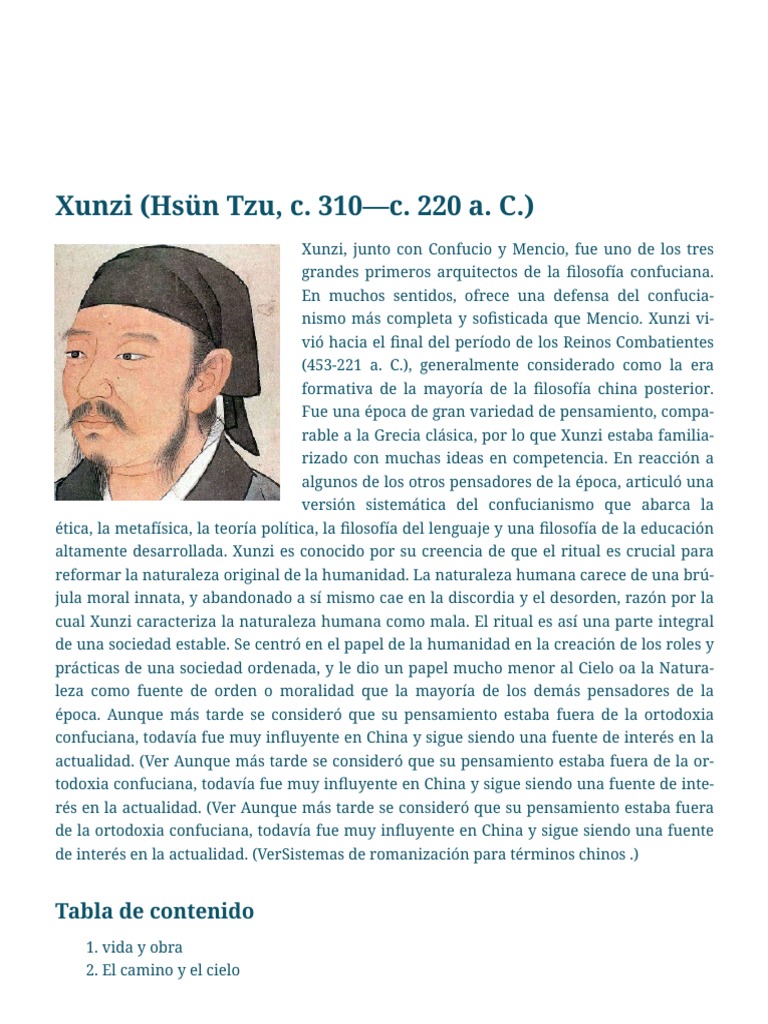Xunzi (Hsün-Tzu) - Enciclopedia de Filosofía de Internet PDF | PDF | La ...