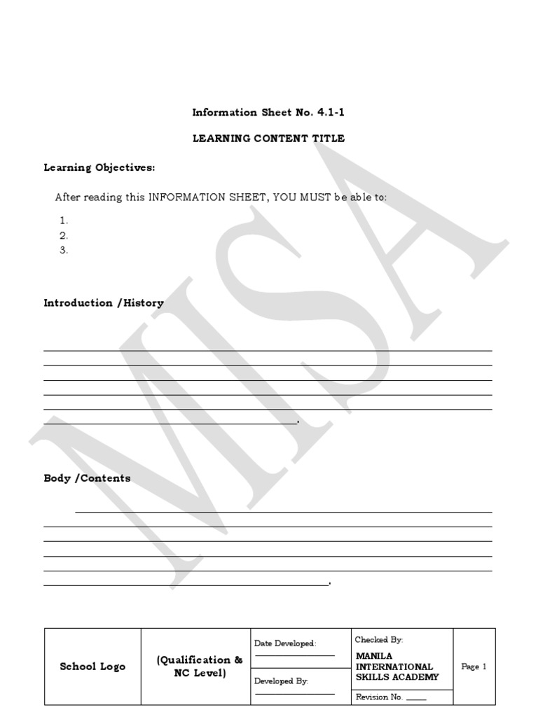 Information Sheet | PDF