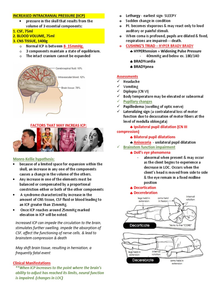Early Signs of Increased ICP | PDF | Cerebrospinal Fluid | Neurology