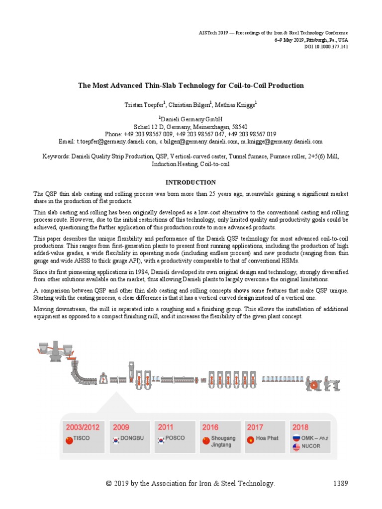 The Most Advanced Thin-Slab Technology For Coil-to-Coil Production ...