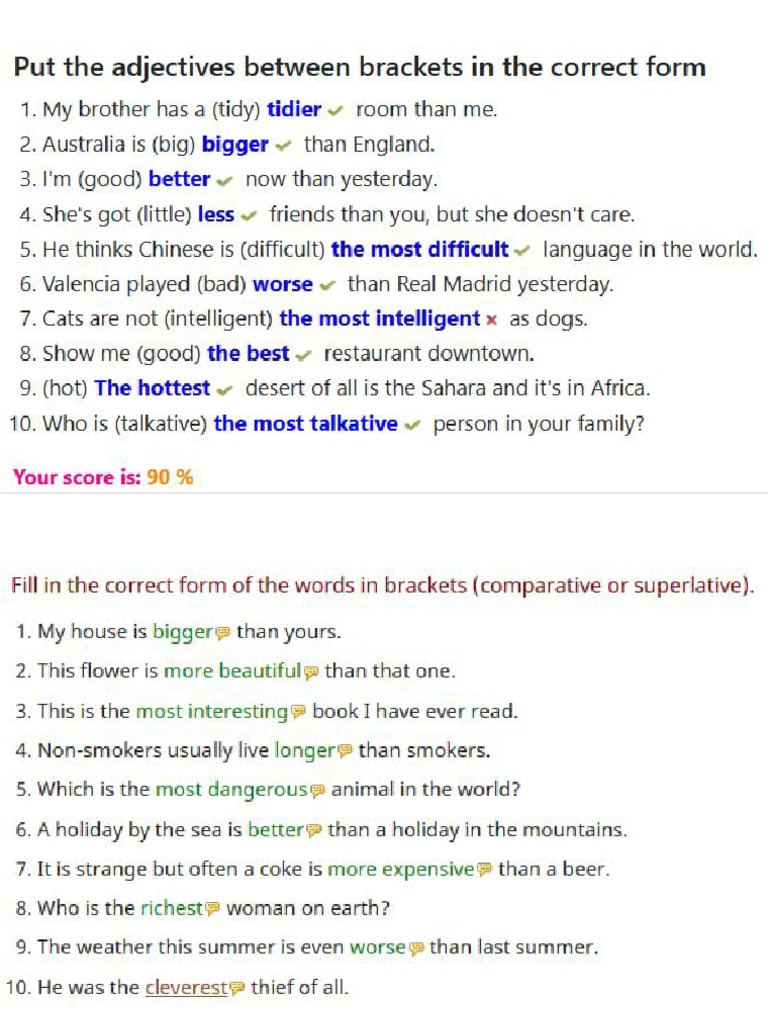 ENGLISH COMPARATIVE AND SUPERLATIVE .pdf | PDF