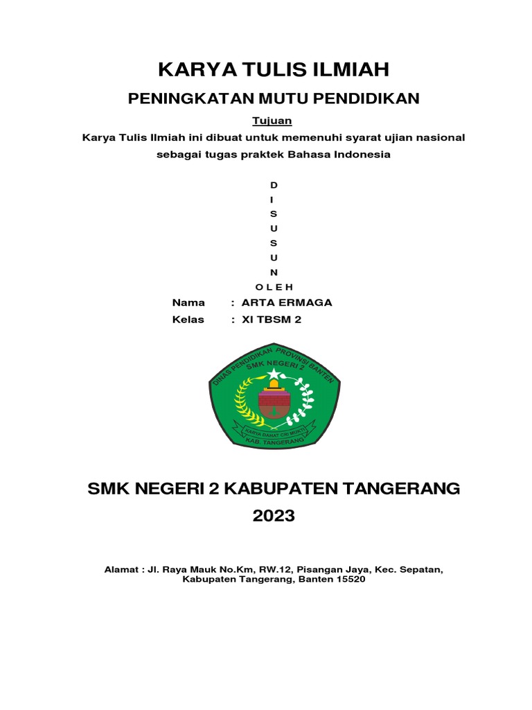 Tugas Karya Ilmiah - Arta Ermaga - Kelas 11 TBSM 2 PDF | PDF