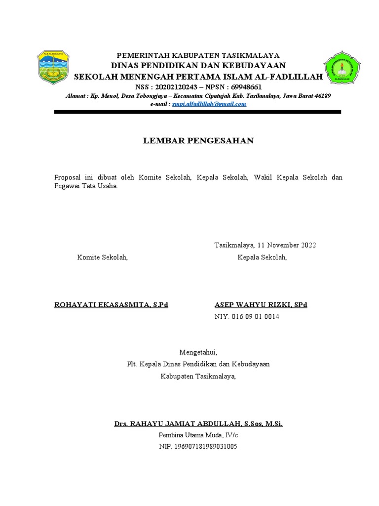 Lembar Pengesahan Proposal | PDF