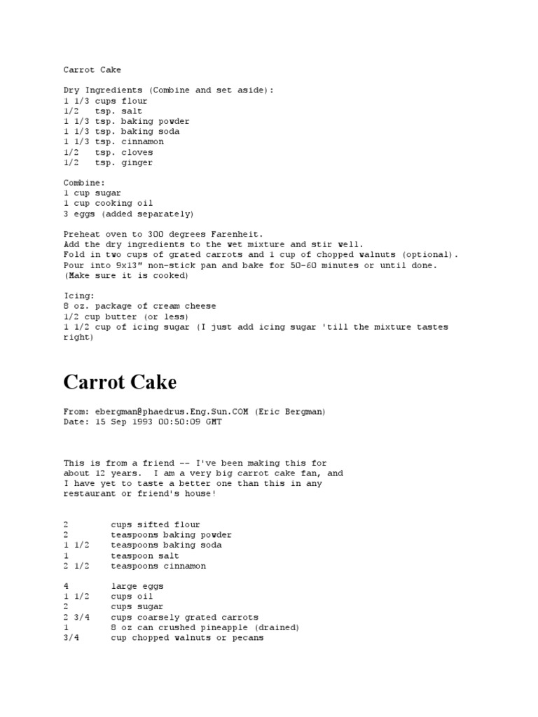 Carrot Cake | PDF | Cakes | Baking