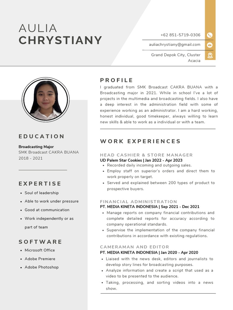 CV Aulia Chrystiany PDF | PDF | Business