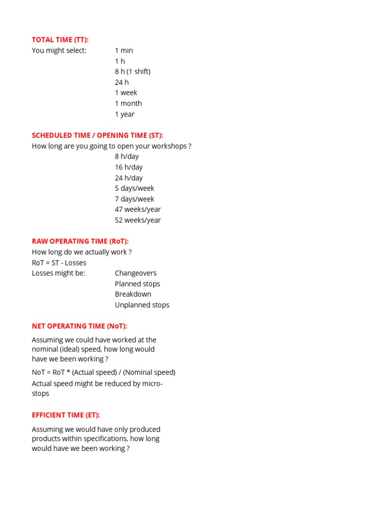 OEE Example - Solution | PDF