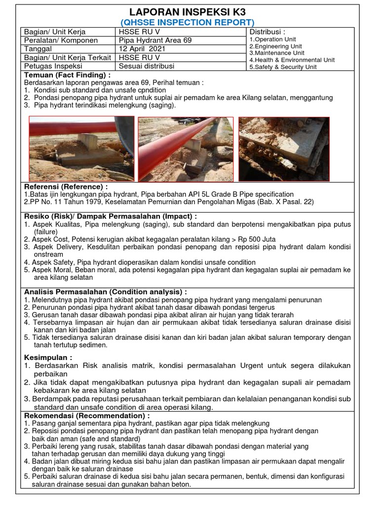 Laporan Inspeksi K3 | PDF