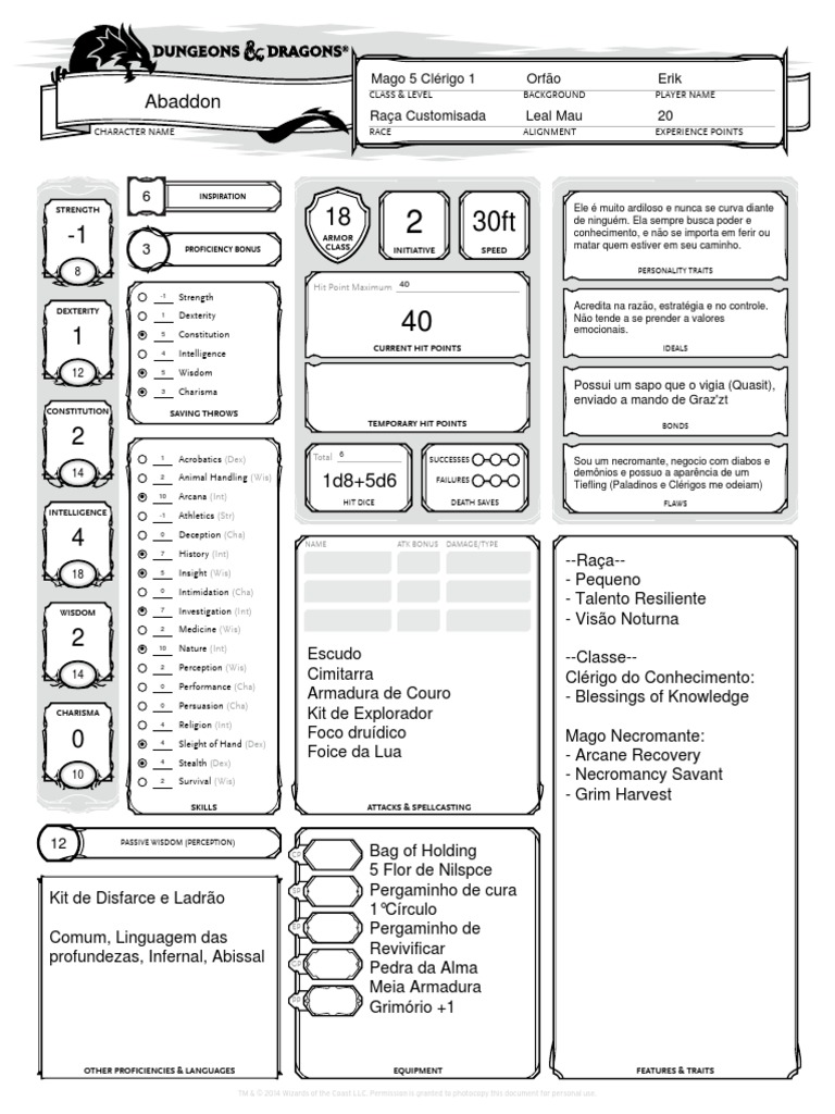 Abaddon lvl6 | PDF | Lendas sobrenaturais | Sobrenatural