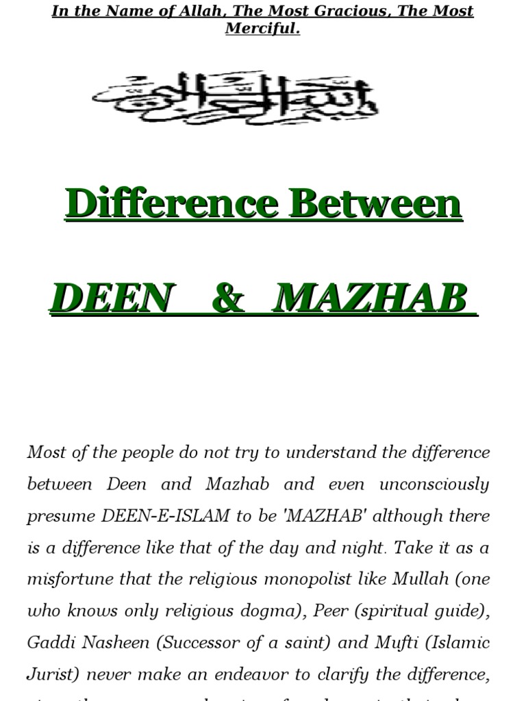 Toaz - Info Difference Between Deen and Mazhab PR - PDF | Download Free PDF | Islamic Branches ...