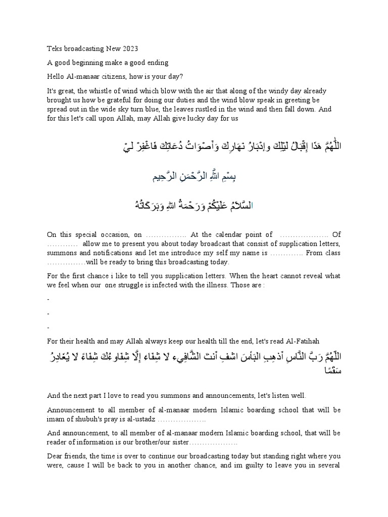 Teks New Broadcasting English 2023 | PDF | Abrahamic Religions