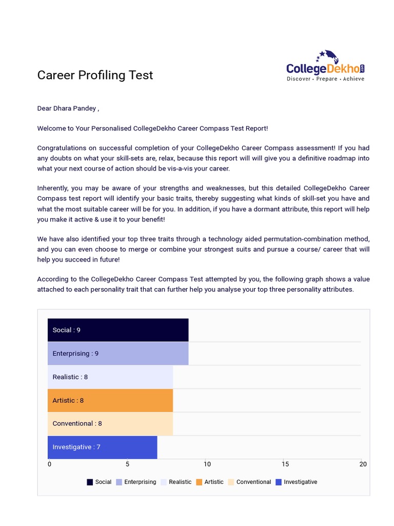 Career Compass Test Results Summary | PDF | Psychology | Psychological ...