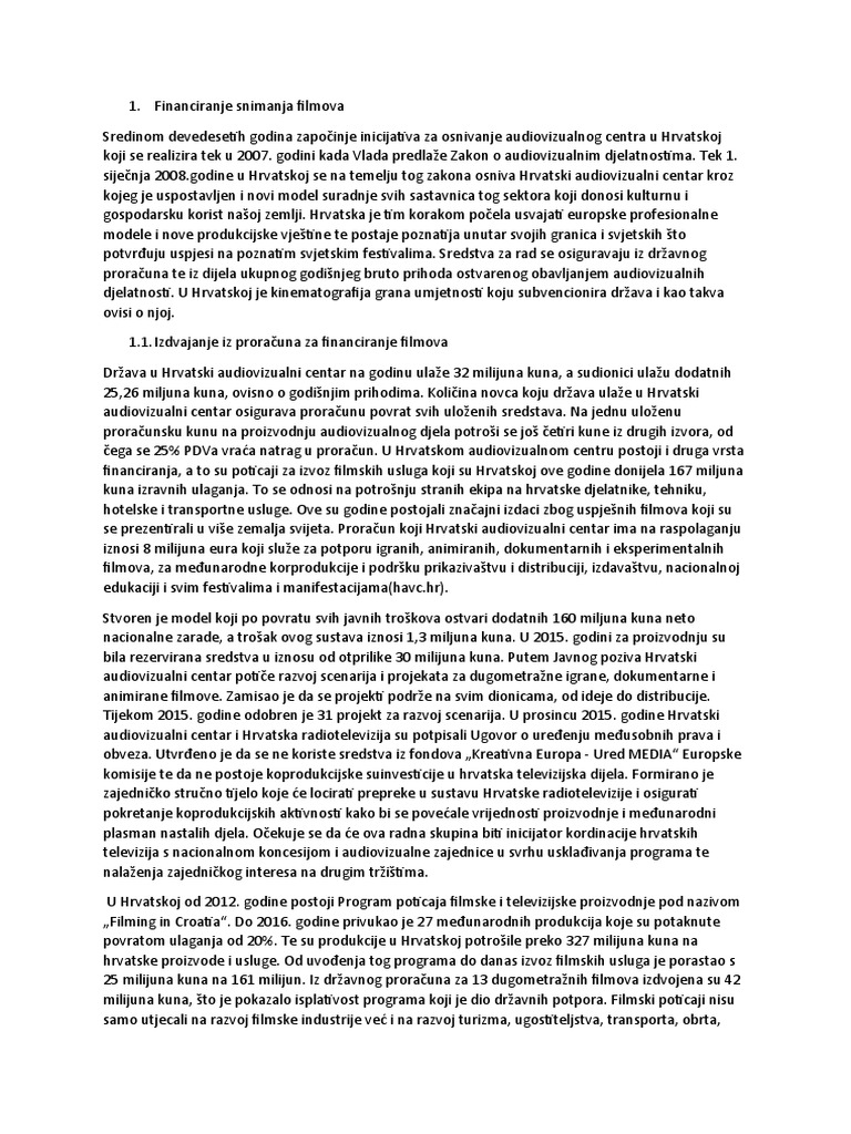 HRV Financiranje Filmova | PDF