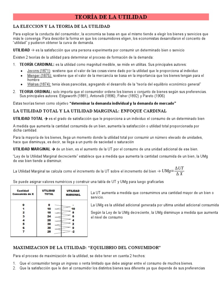 Teoría de La Utilidad | PDF | Utilidad | Utilidad marginal